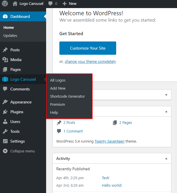 Admin Panel Menu Intro - ShapedPlugin Docs