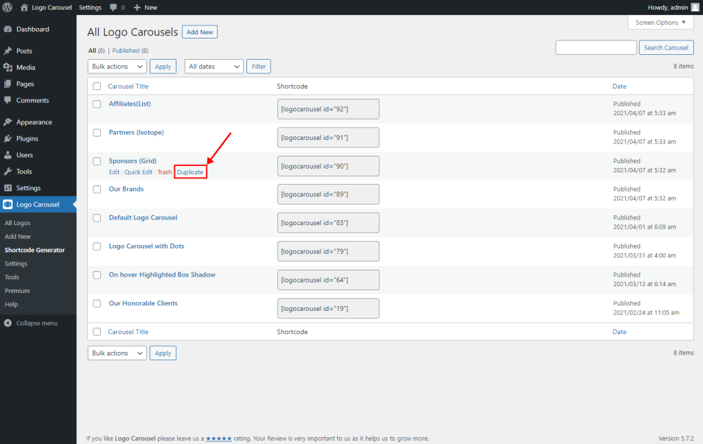 Duplicate A Logo Carousel - ShapedPlugin Docs