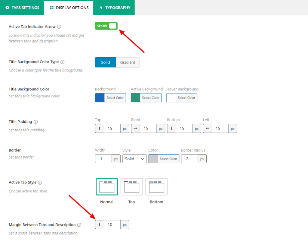 How To Configure Active Tab Indicator Arrow - ShapedPlugin Docs