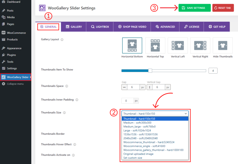 How To Configure Thumbnails Size - ShapedPlugin Docs